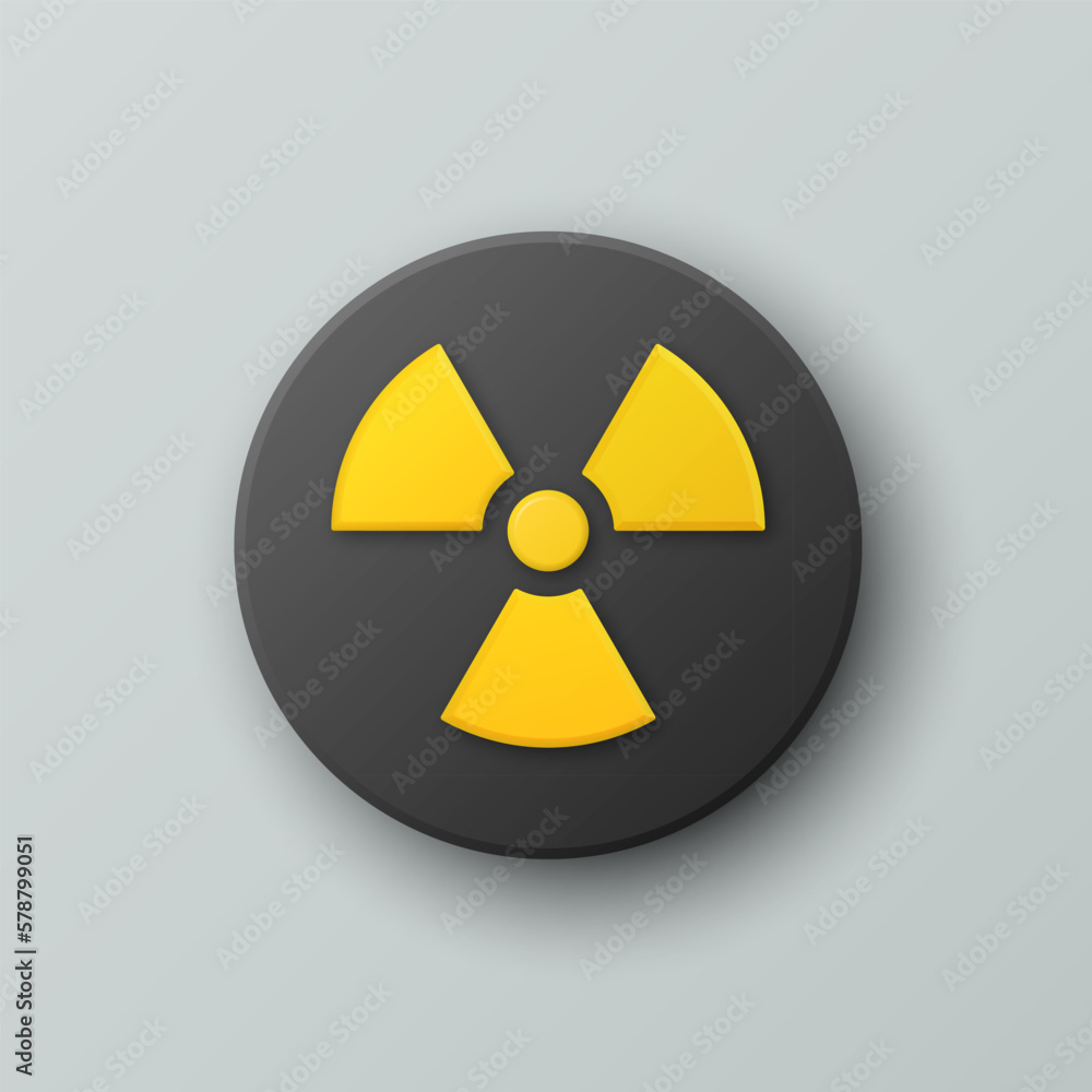 Vector 3d Realistic Round Yellow and Black Warning, Danger Nuclear ...