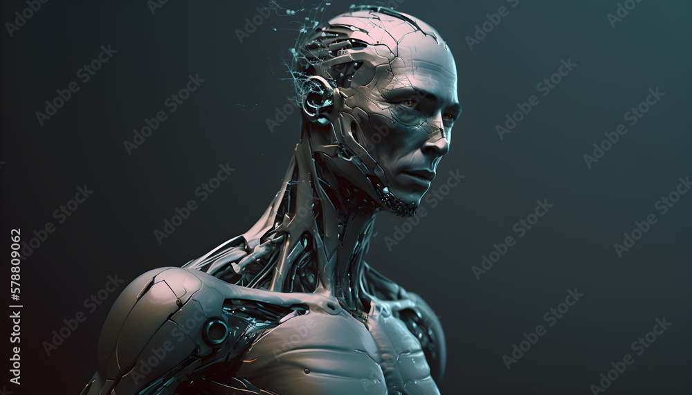 humanoid cyborg man - generative Ai Stock Illustration | Adobe Stock