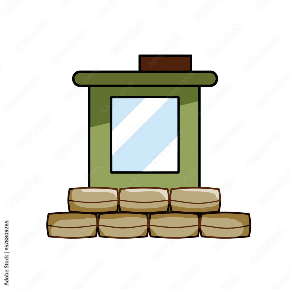 Border post. Checkpoint. Fortified building of military base. Wall of ...