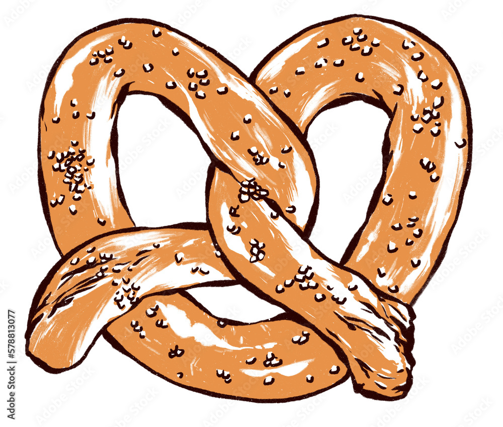 pretzel bread with salt illustration - isolated bakery food on ...