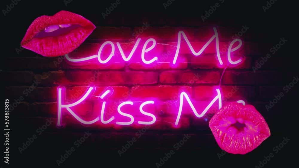 Video Stock Love Kiss Female Mouth Gestures Neon Lights Motion ...