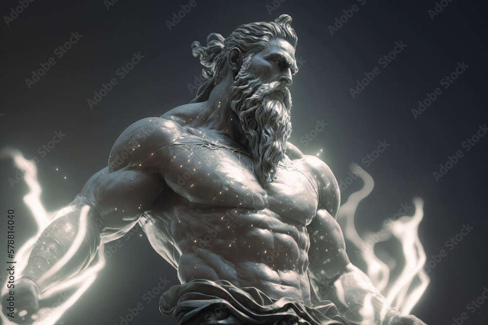 Zeus statue, Greek mythology. Created with Generative AI technology ...