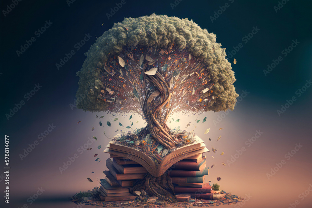 Knowledge and the knowledge tree. A concept made with a tree sprouting ...