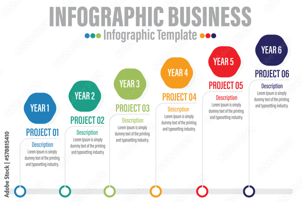 6 Project 6 Year modern Timeline diagram calendar with circle and 5 ...
