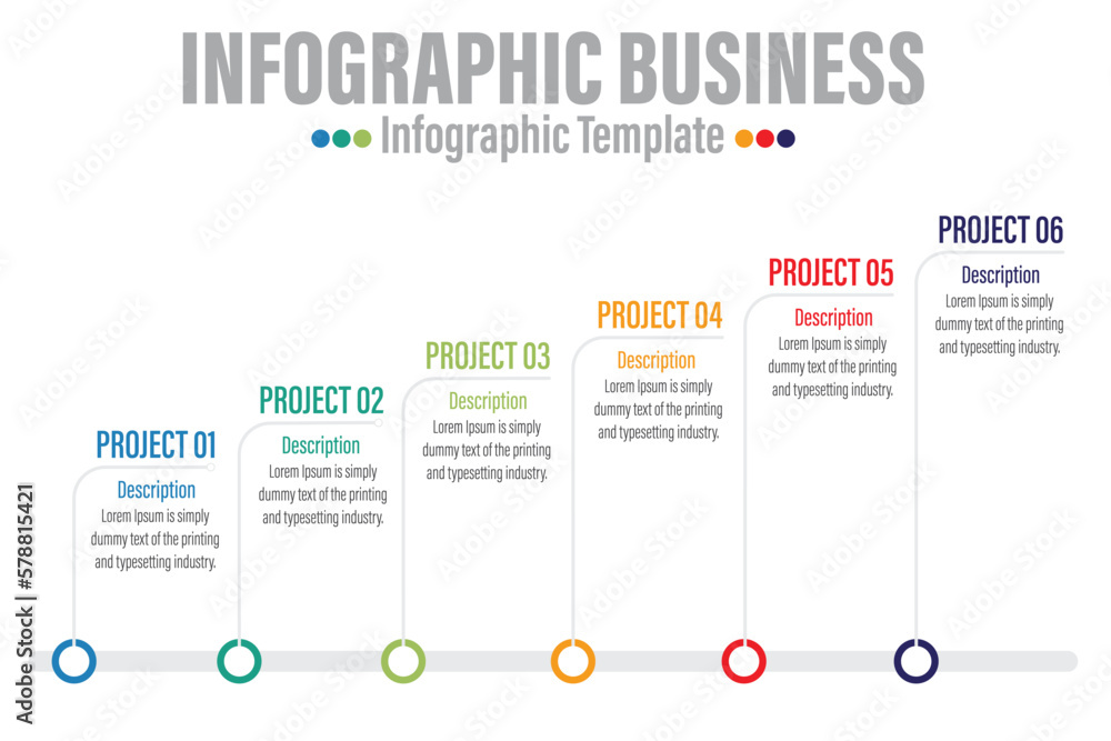 6 Project modern Timeline diagram calendar with pip circle ...
