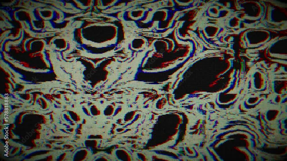 Television screen glitch with static interference and broken signals ...