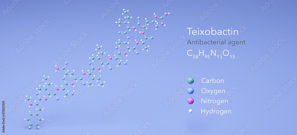 teixobactin molecule, molecular structures, antibacterial agent, 3d ...