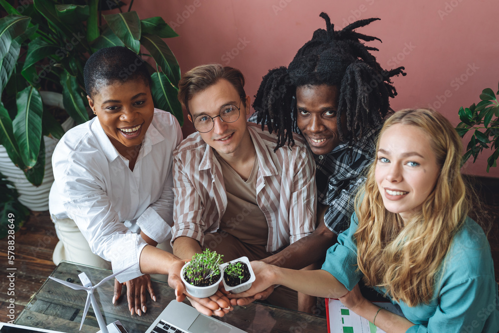 International group of diverse multiracial students working on the ...