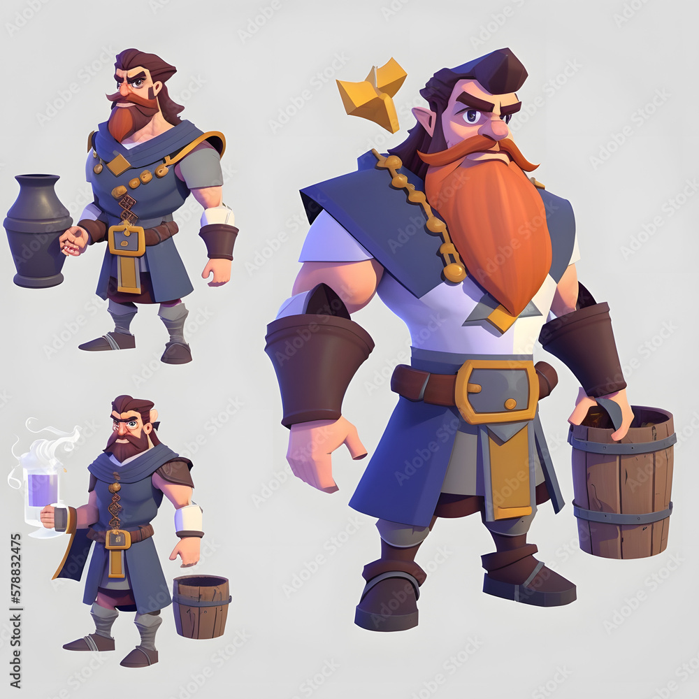 medieval character design, concept design sheet, white background ...