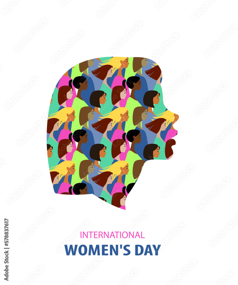 Greeting card with a silhouette of a woman on International Women's Day ...