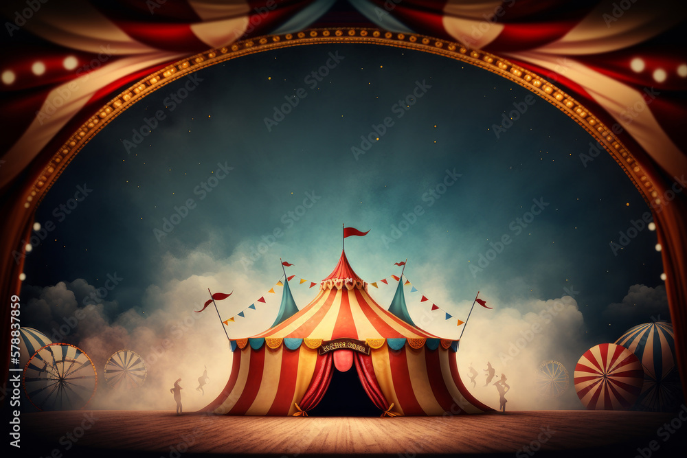 Circus tent on fairytale background. Illustration AI Generative ...
