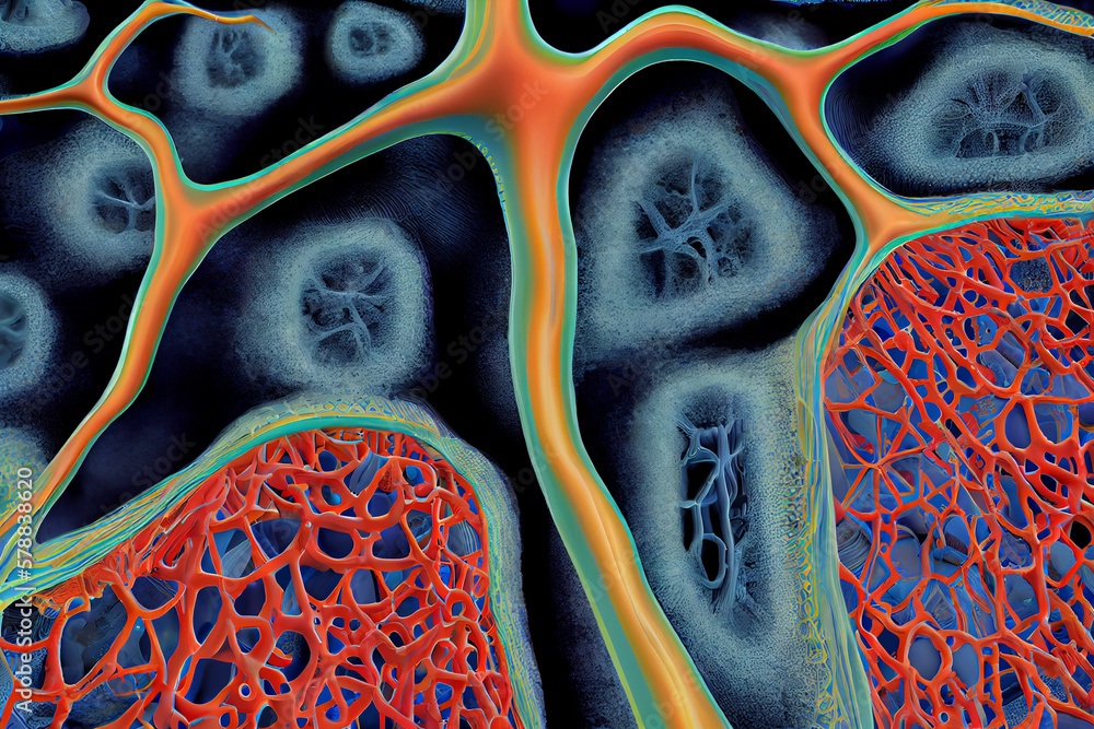 Depicting cancerous cells invading and attacking healthy brain tissue ...