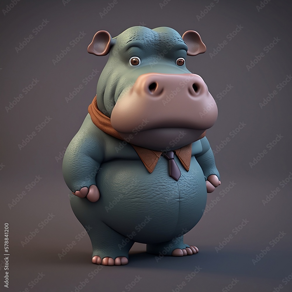 Cute cartoon character hippopotamus. Cartoon hippo. Begimot. Cartoon hippopotamus on a colorful ...
