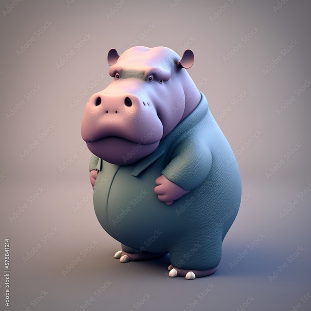 Cute cartoon character hippopotamus. Cartoon hippo. Begimot. Cartoon hippopotamus on a colorful ...