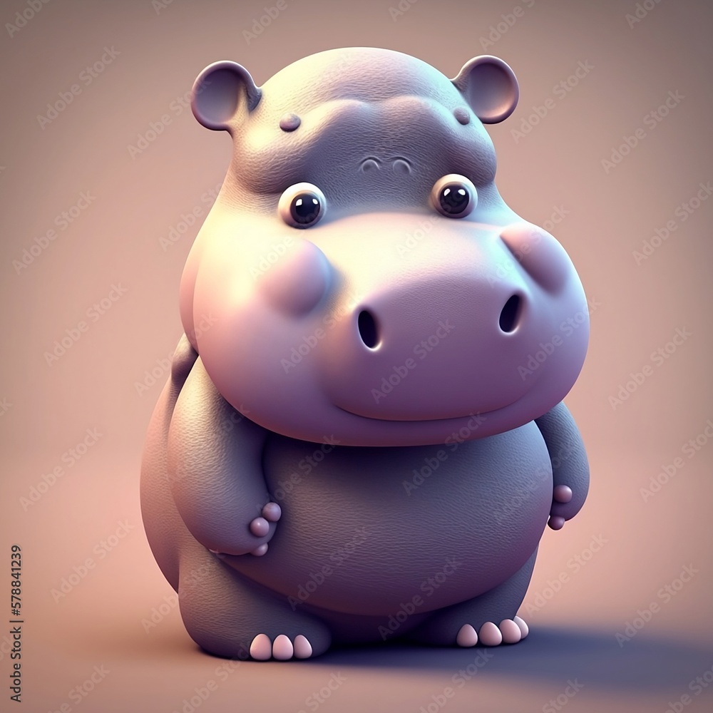Cute cartoon character hippopotamus. Cartoon hippo. Begimot. Cartoon hippopotamus on a colorful ...