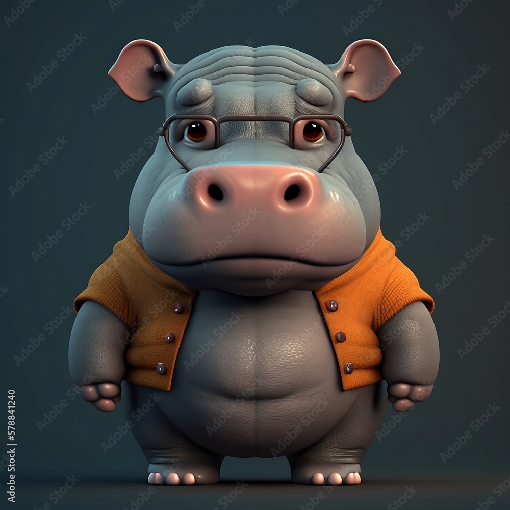 Cute cartoon character hippopotamus. Cartoon hippo. Begimot. Cartoon ...