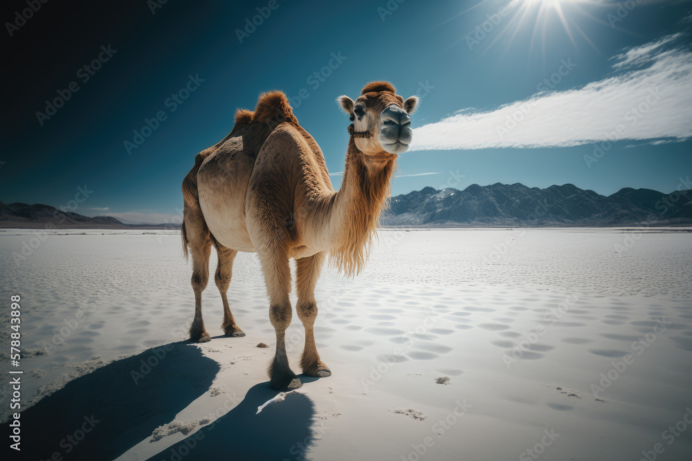 Camel on antarctica, artctic concept art, animal in an unfamiliar ...