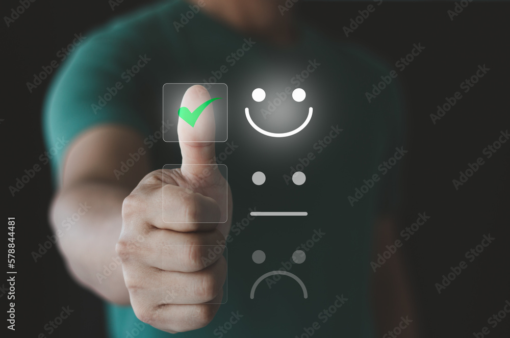 Customer service satisfaction survey concept. Finger of business people ...