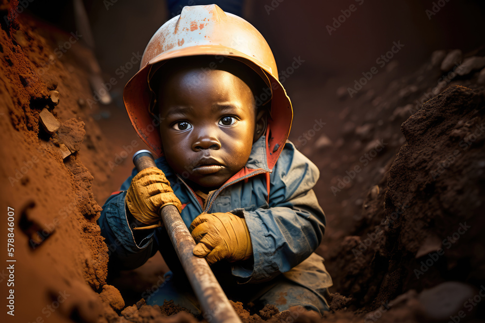 Child Labour Image Of An African Baby Boy Digging In A Mine Face View Child Labour Image Of An African Baby Boy Digging In A Mine Face View