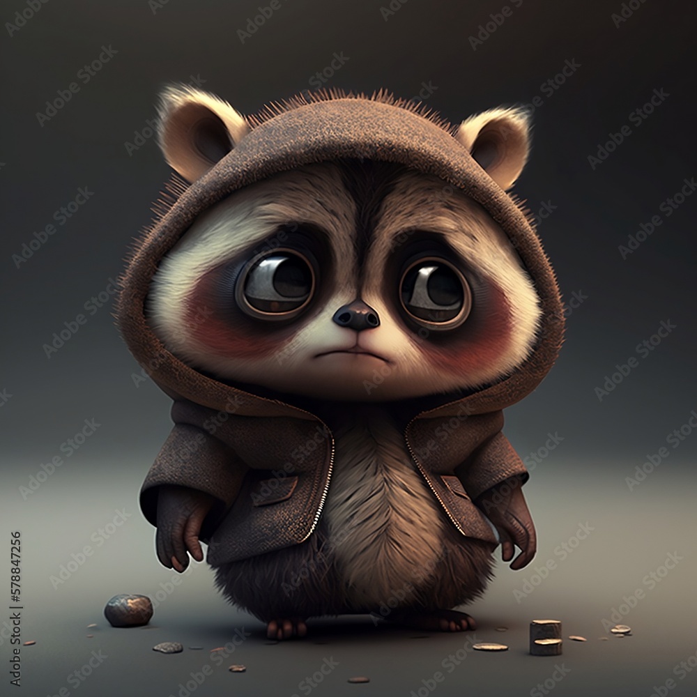Cute cartoon character raccoon. Cartoon raccoon. Enot. Cartoon raccoon ...