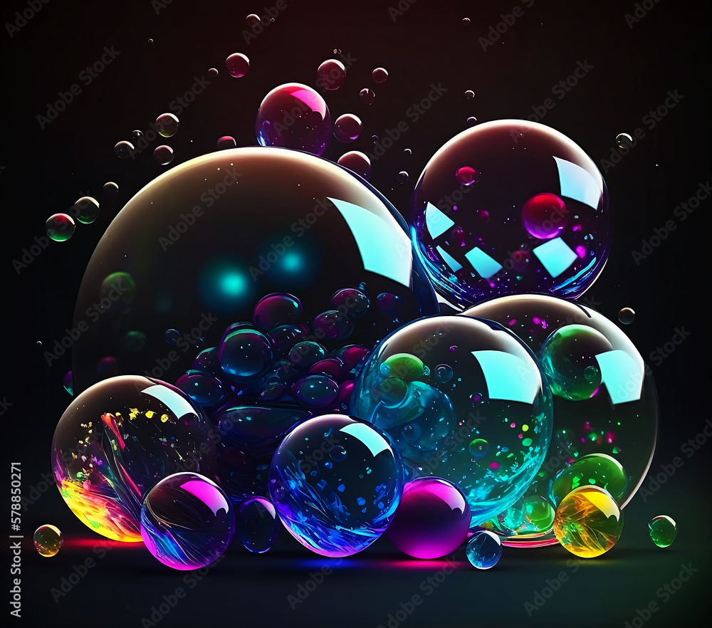 Realistic colorful glowing glass bubbles background design created with ...