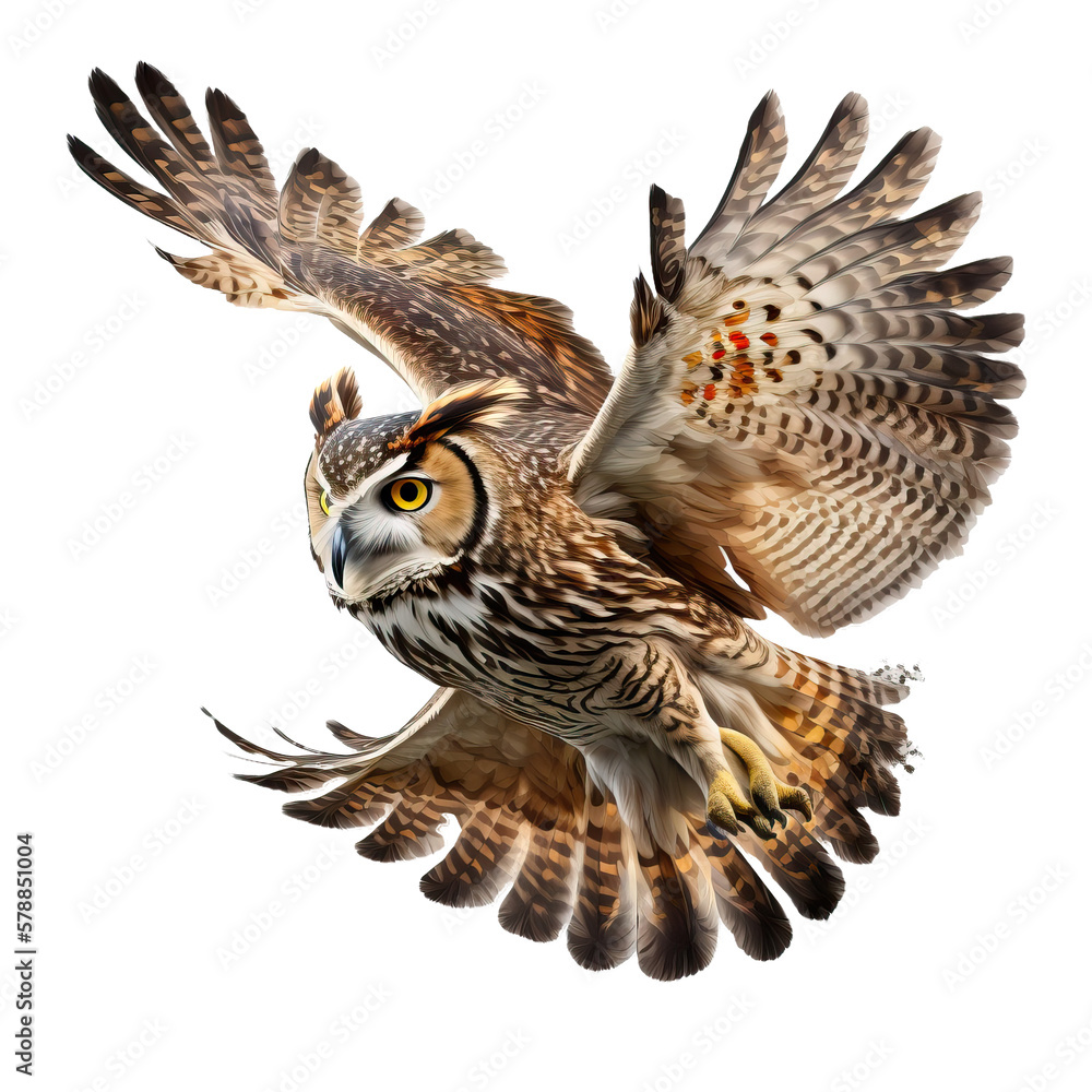 Owl on isolated transparent background. Owl is flying. macro, incredible pollinator, Ultra ...