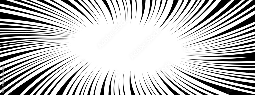 Twisted radial black lines on white background. Manga book page design ...