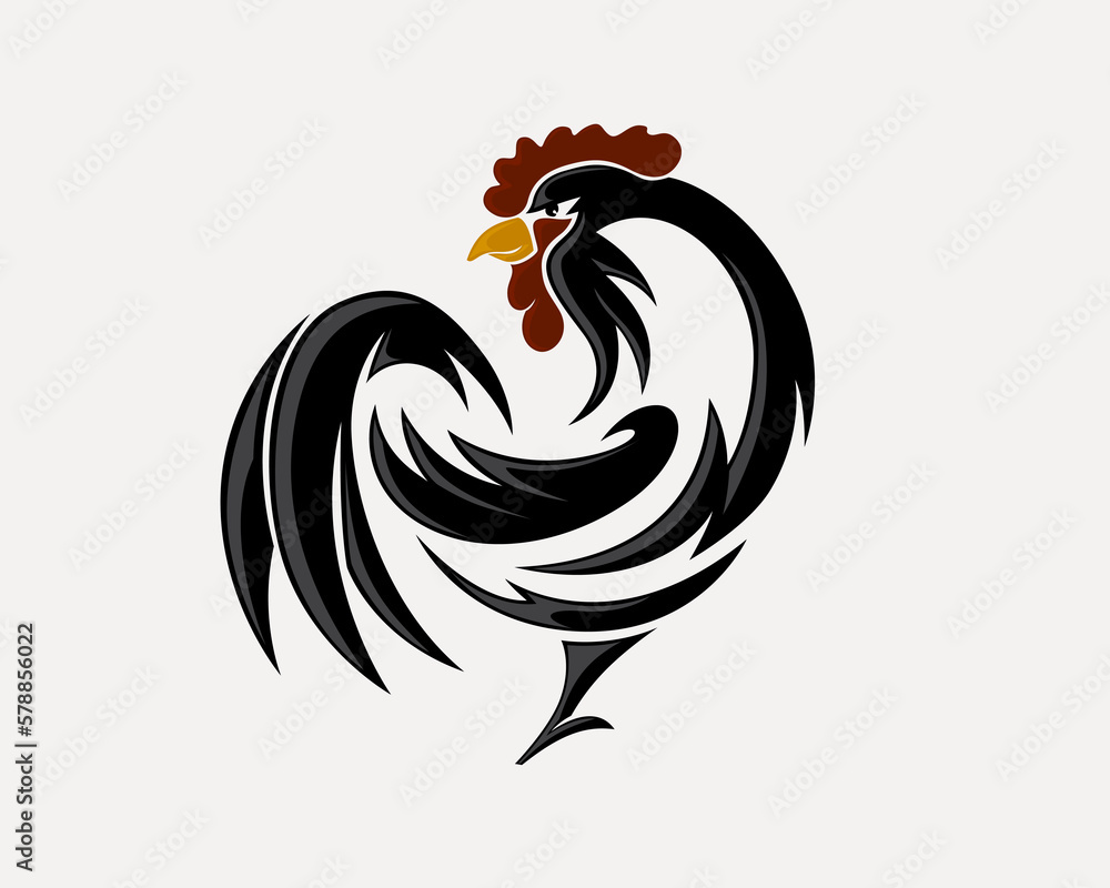 abstract rooster look back logo symbol design template illustration ...