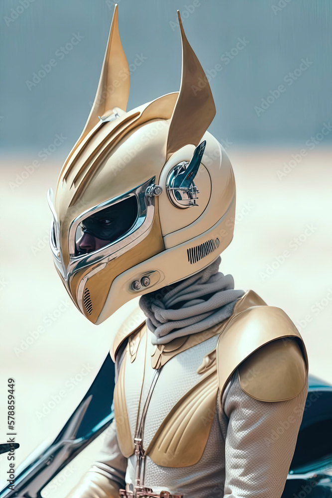 kangaroo head and anthropomorphic body, retro-futuristic electric ...