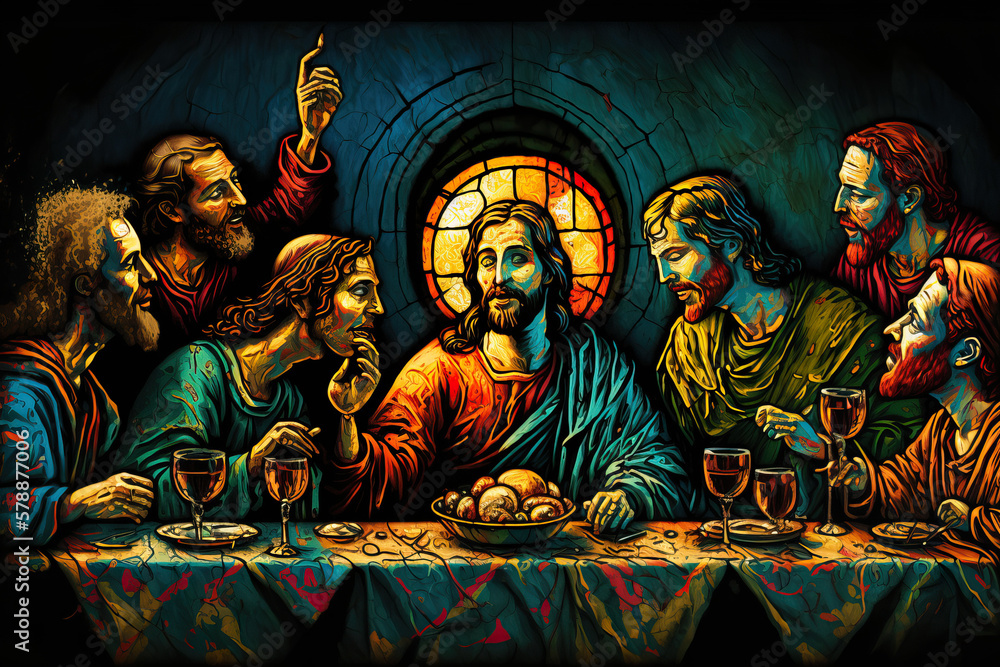 "The Last Supper reimagined in Vincent van Gogh's style with swirling ...