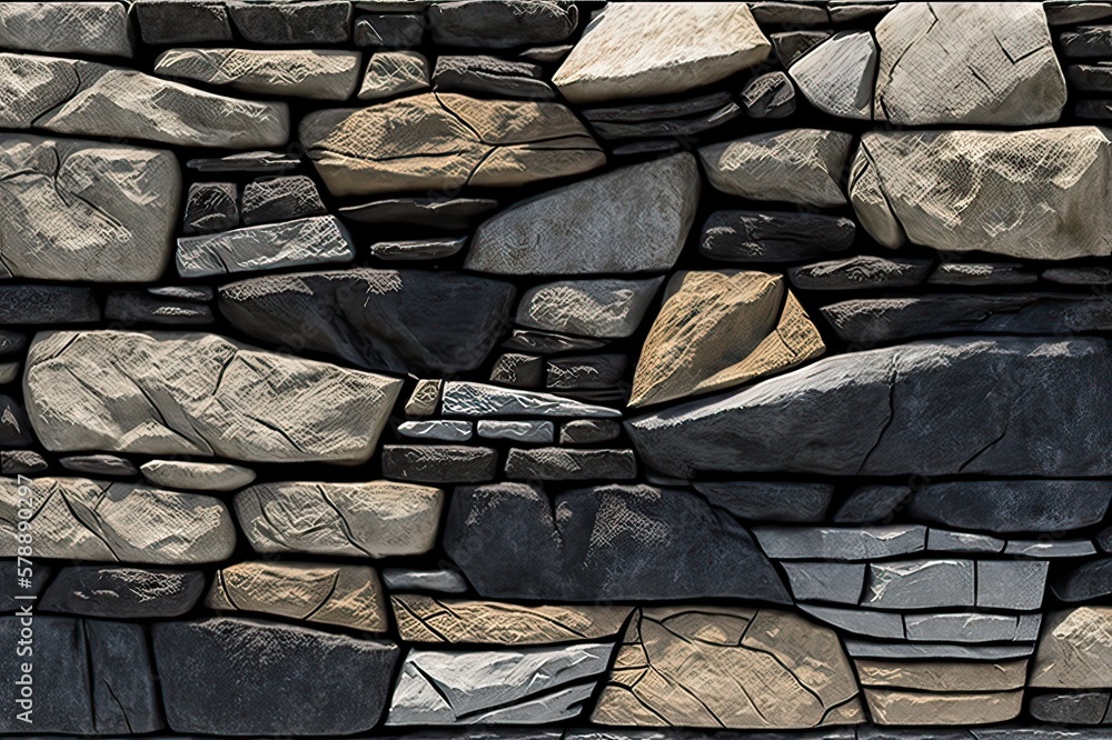 Alpine Stone Veneer Wall Cladding: Seamless Texture. Photo generative ...