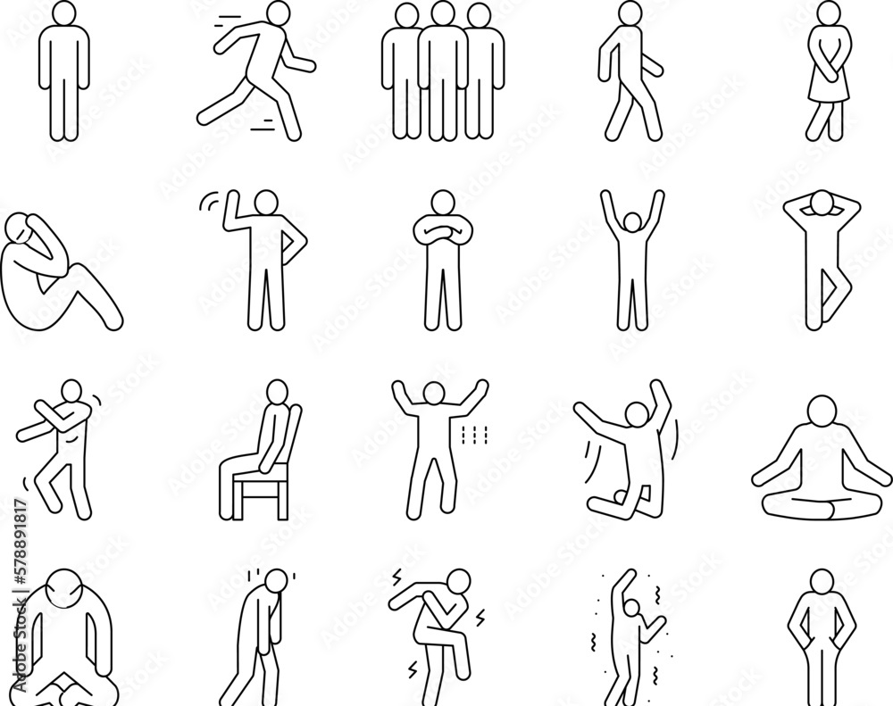 stickman man people silhouette icons set vector Stock Vector | Adobe Stock