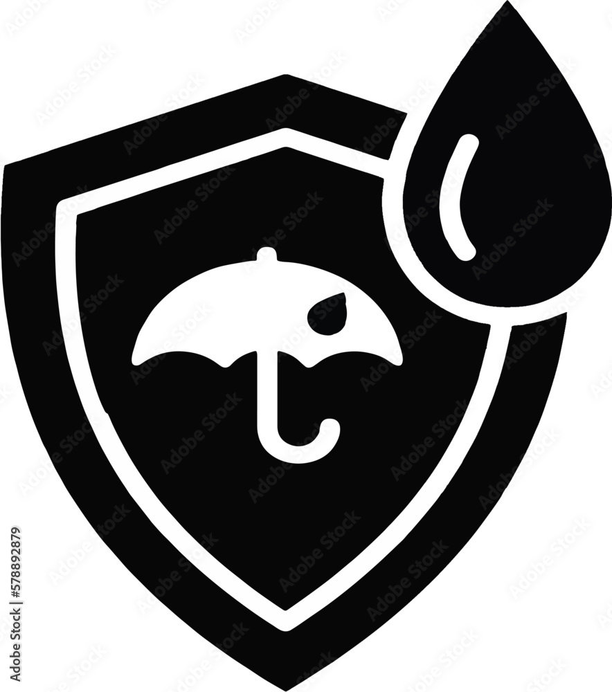 Water resistance or water proof icon. Water repellent surface symbol ...