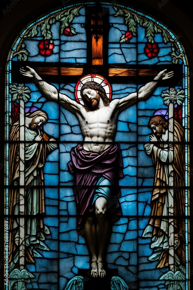 Jesus Stained glass church window ภาพถ่ายสต็อก | Adobe Stock