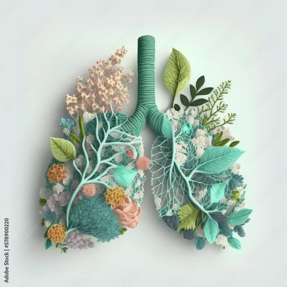 Pastel flora anatomy lung, world tuberculosis day, quit smoking concept ...
