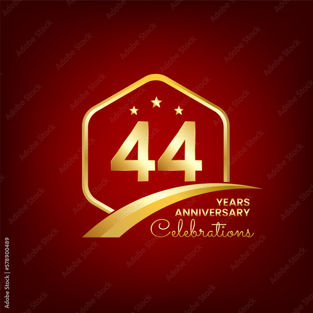 44 years anniversary. Anniversary template design inside of gold ...