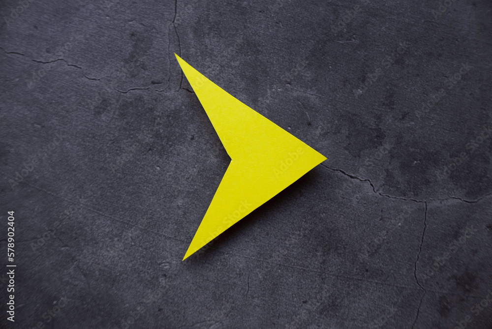 Foto de Yellow arrow pathway sign. Future life with direction or ...