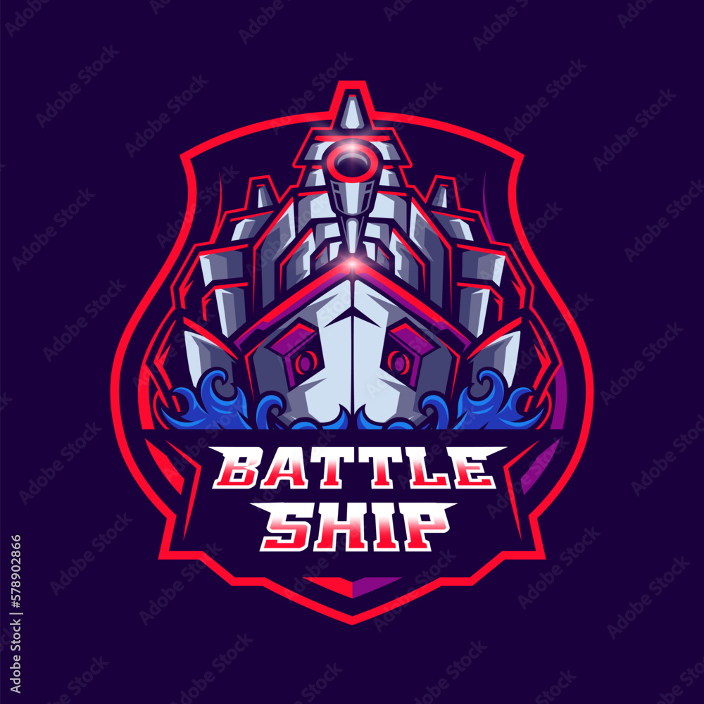 Battleship mascot logo design. Warship vector illustration. Logo ...