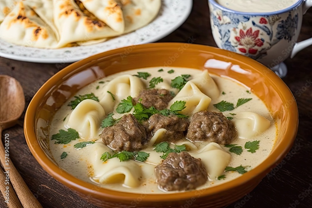 A classic Arab meal, shish barak consists of small meat dumplings ...