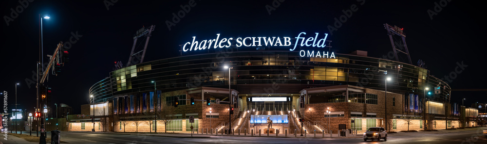 Omaha, Nebraska, USA - 3.2023 - Charles Schwab baseball field, location of the college world ...