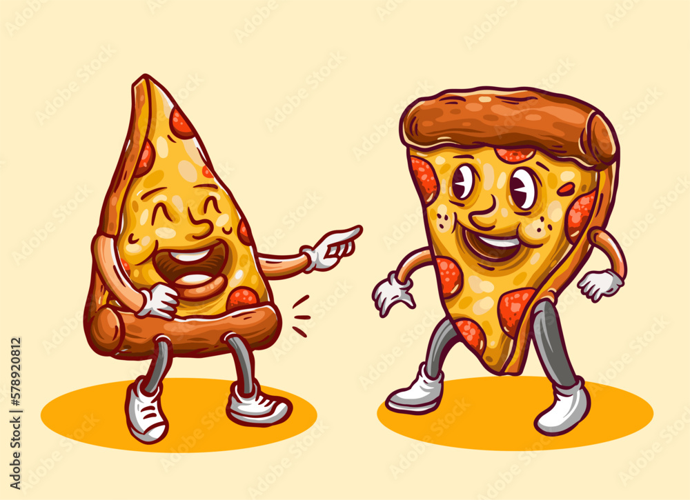 Cute Pizza Cartoon Vector Icon Illustration. Fast Food Icon Concept ...