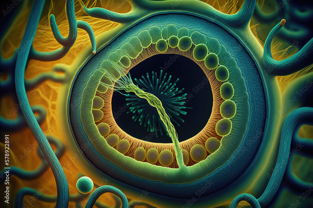 Helicobacter pylori in microscope. Bacterias. Generative AI Stock ...