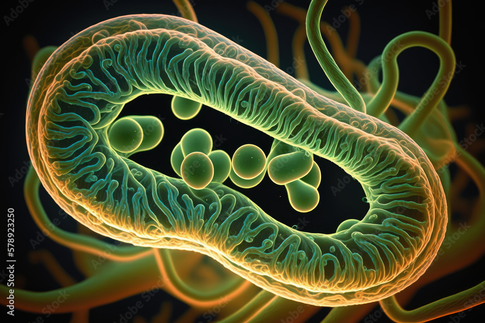 Helicobacter pylori in microscope. Bacterias. Generative AI Stock ...