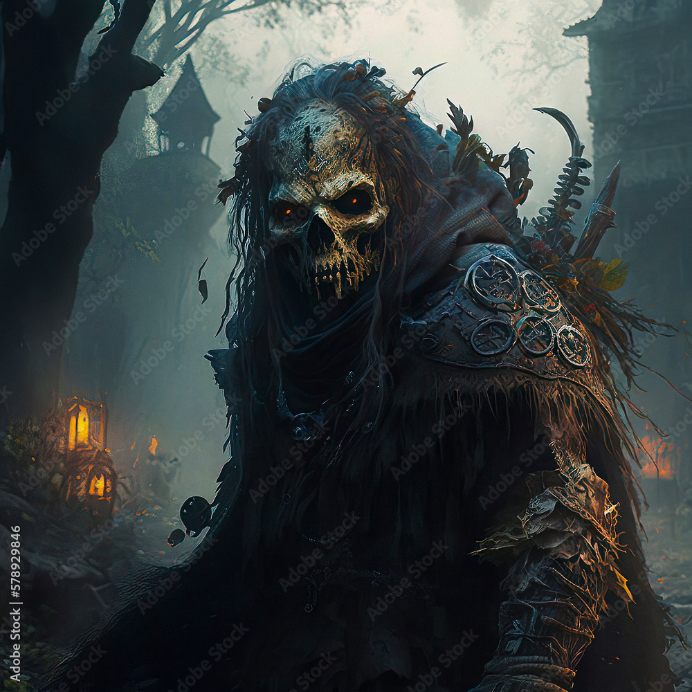 Concept Art Demonic-looking Skeleton Warrior with Sharp Spikes, and ...