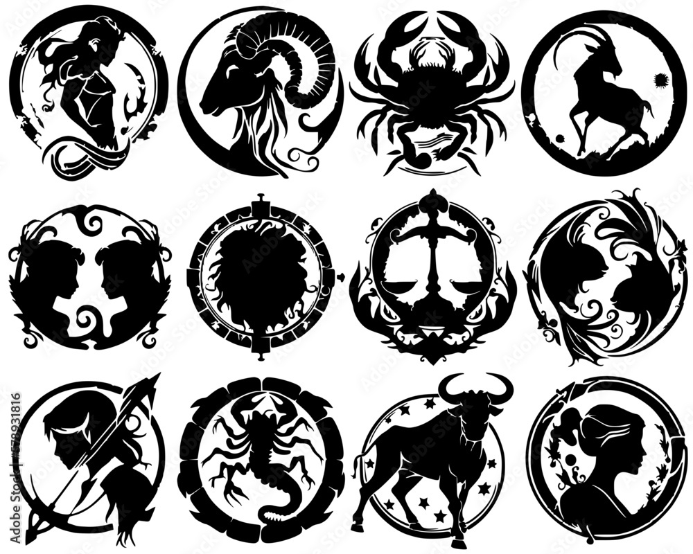 Zodiac signs bundle, svg cut file for zodiac astrology symbols of the ...