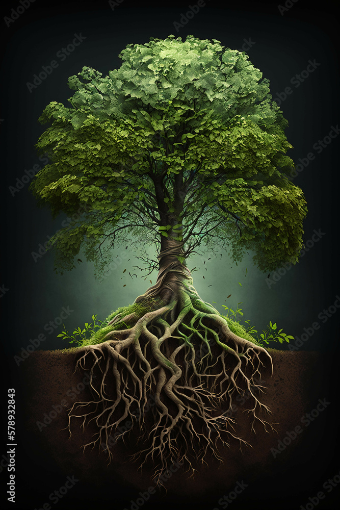 Deep roots represent the foundational ideas that support branching ...