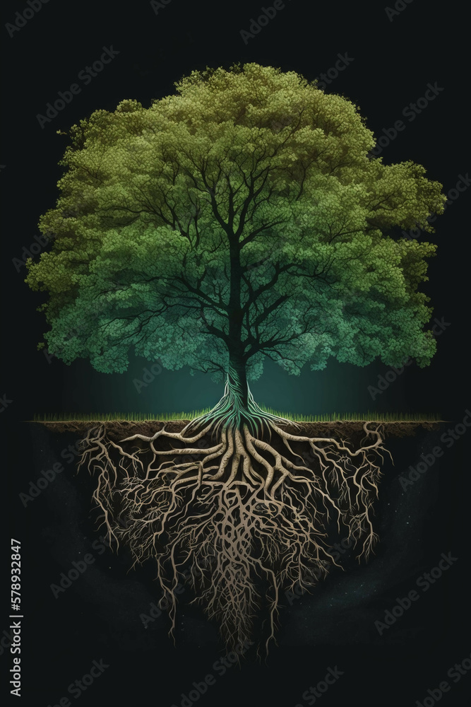 Deep roots represent the foundational ideas that support branching ...