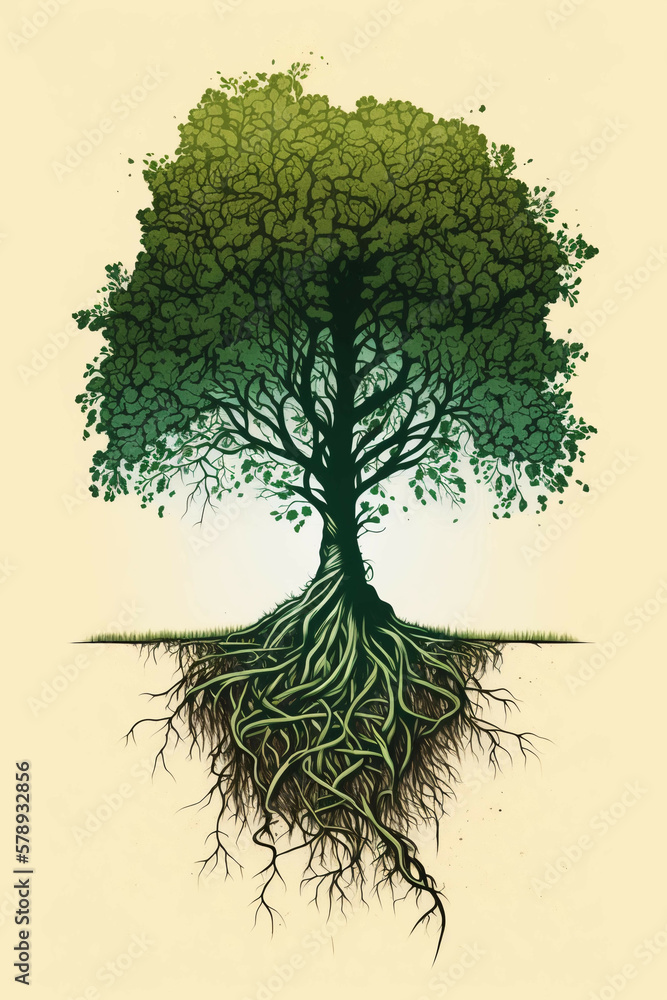 Deep roots represent the foundational ideas that support branching ...