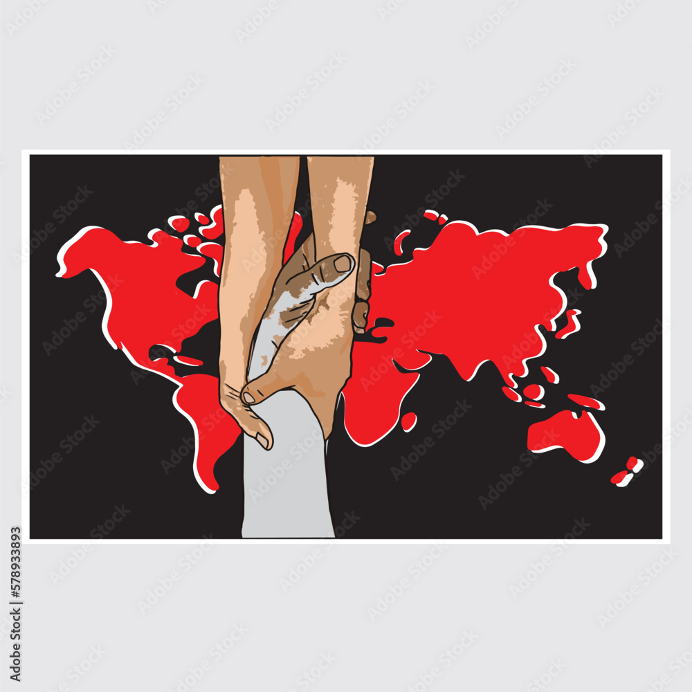 Hands helping people, symbolizing humanity, crisis world awareness ...