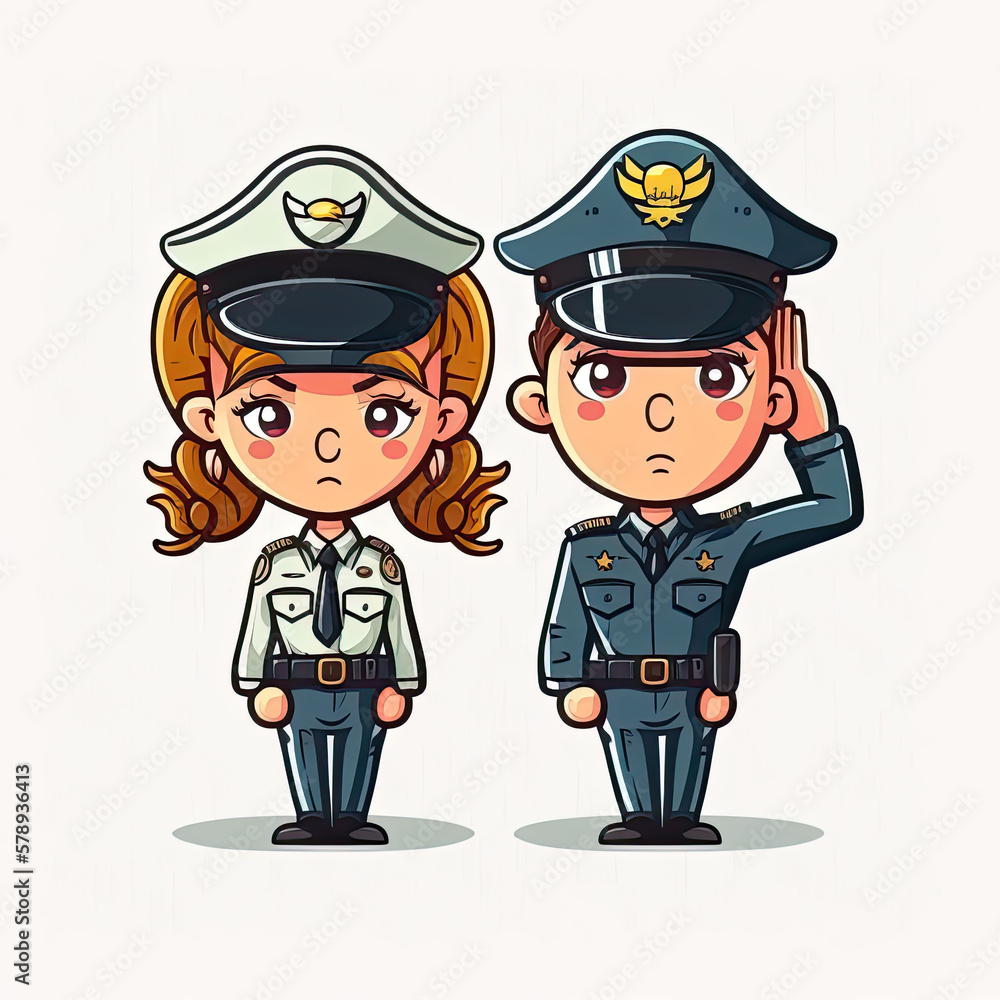 cartoon police vector art, generate AI Stock Illustration | Adobe Stock